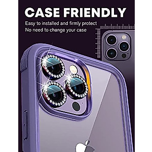 Freefa for iPhone 14 Pro/iPhone 14 Pro Max Camera Lens Protector, Bling Diamond Case for iPhone 14 Pro Camera Lens Protector, for iPhone 14 Pro Lens Protector, HD-High Definition Glass, Case Friendly