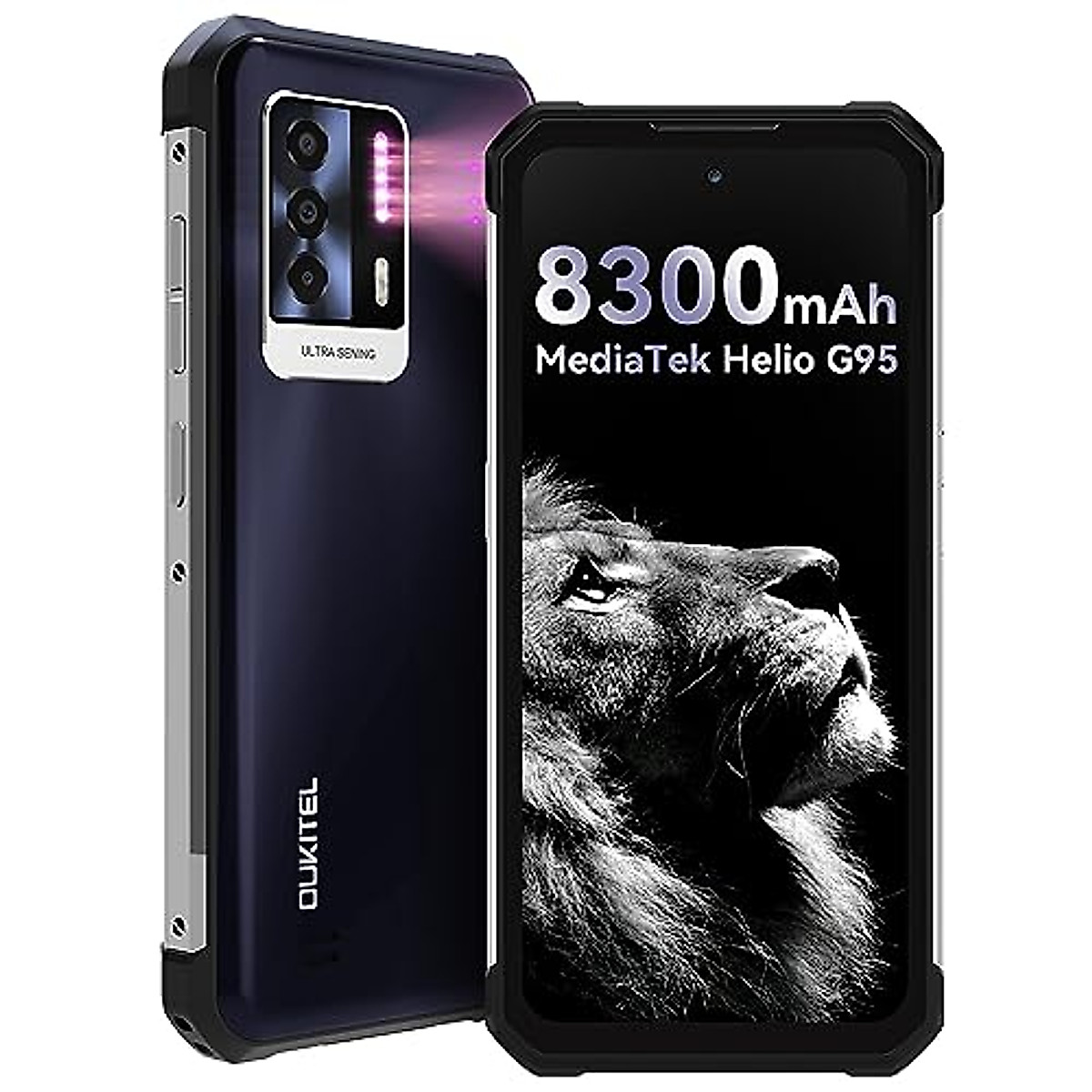 Rugged Smartphone OUKITEL WP17 Night Vision 64MP Triple Camera IP68 Waterproof NFC Phone,8GB+128GB 8300mAh Battery Android11 Dual 4G Global Bands Rugged Cell Phone,6.78‘’FHD+ Unlocked Mobile Phone