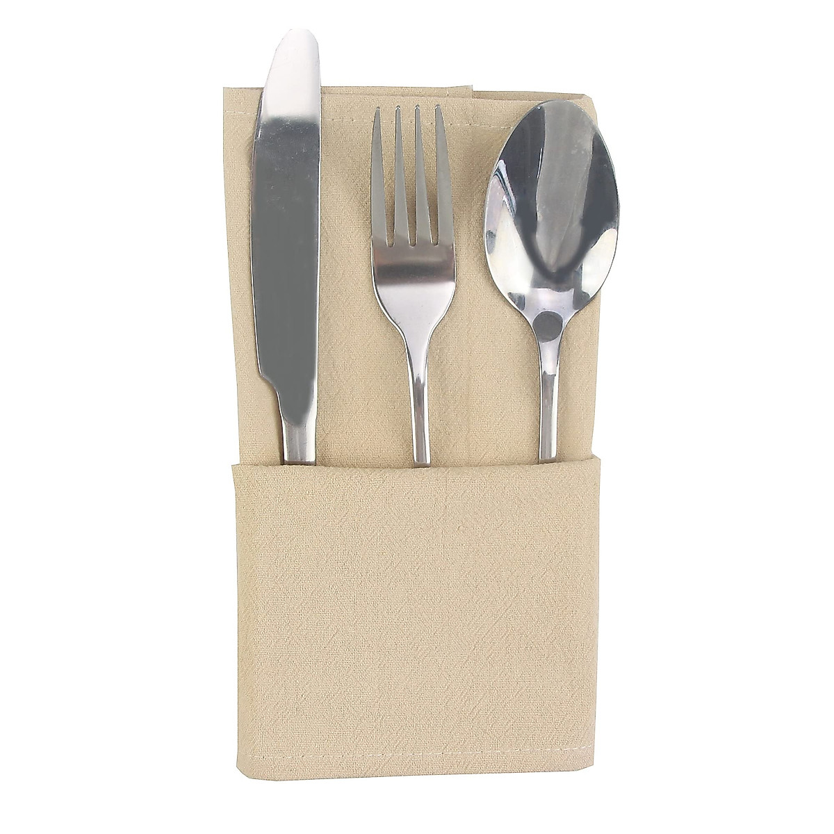 INFEI Plain Color Dinner Cloth Napkins, Set of 12 (16.9 x 16.9 Inches), Reusable Cotton Kitchen Table Napkin, for Cocktail Parties, Weddings, Hotel & Home Use (Linen)