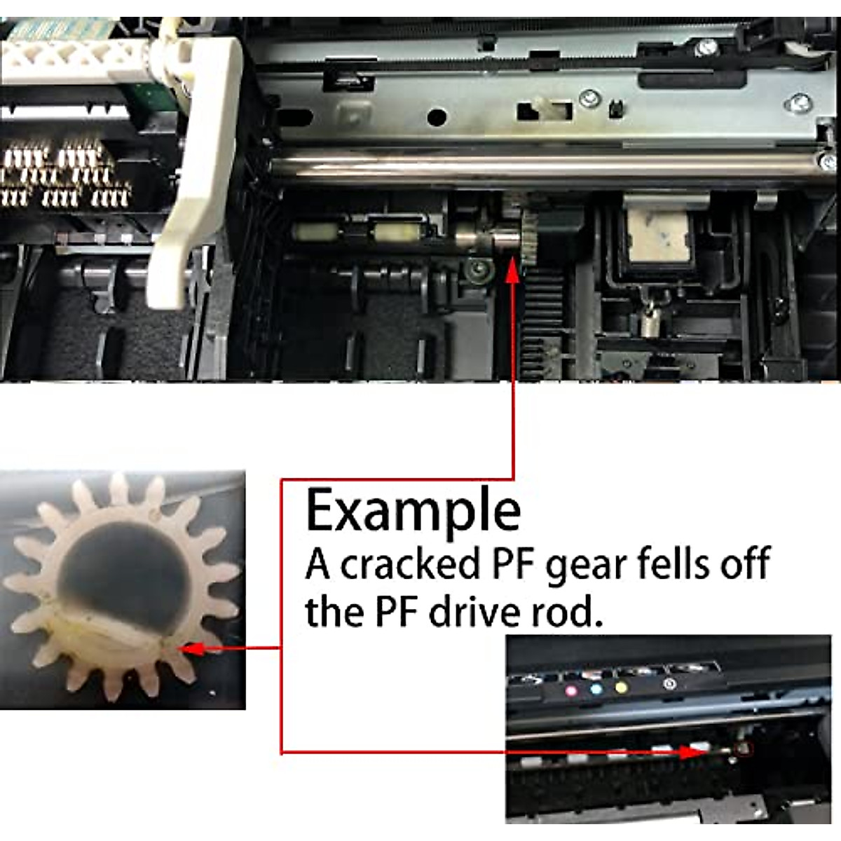 BCH Paper Feed (PF) Gear or HP OfficeJet Pro 69xx Series - Fix 6901, 6958, 6968, 6978, 6979. Printhead Carriage Stuck