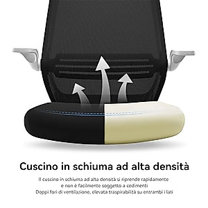 SIHOO Ergonomic Office Chair, Swivel Desk Chair Height Adjustable Mesh Back Computer Chair with Lumbar Support, 90° Flip-up Armrest (Black)