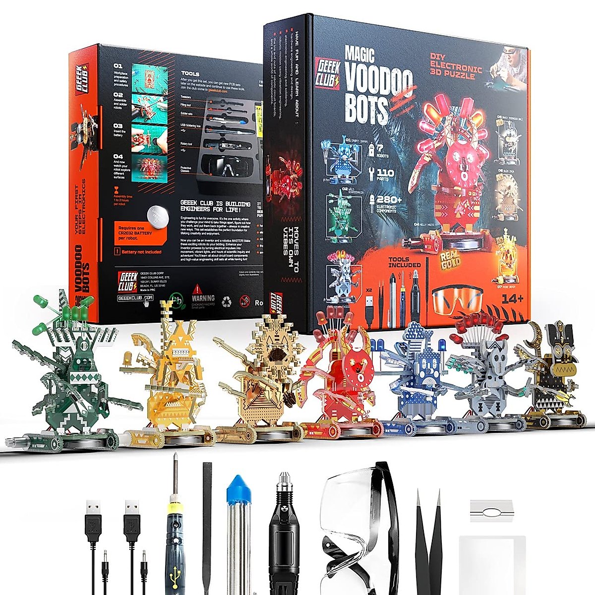 Geeek Club Robot Building Kit for Kids - Magic Voodoo Bots with Tools - Robotics STEM Construction Set - Smart Build Your Own Robot Kit for Adults - Kid Robotic Toys - DIY Science Engineering Kits