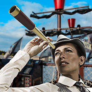 Pirate Monocular Telescope Treasure Map Pocket Compass Party Accessory Set for Pirate Party, High Powered Collapsible Spyglass with Pirate Treasure Map Pocket Compass for Pirate Party Supplies