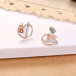 Teacher Apple Appreciation Earrings for Women - Sterling Silver Apple Pencil Stud Earrings with CZ Thank You Teacher Appreciation Week Jewelry Gifts for Teachers