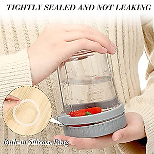 Sieral Set of 4 Overnight Oats Jars with Lid and Spoon Containers 10 oz Airtight Measurement Marks Large Capacity Reusable Oatmeal Container Salad Cup for Cereal Yogurt Milk Vegetables