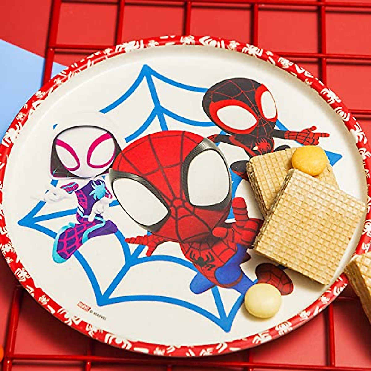 Zak Designs Marvel Spider-Man Dinnerware Set for Kids Includes 8" Plate, 6" Bowl, and 10oz Tumbler, Durable and Sustainable Melamine Bamboo Material (3-Piece Set, Spidey and His Amazing Friends)