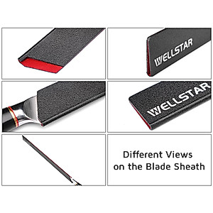 WELLSTAR Knife Edge Guards Set, 2 Piece 14 Inch Universal Blade Covers, BPA Free ABS Protective Long Blade Sheaths, Non-Scratch Felt Lining Brisket Knives Covers (Knives not included)