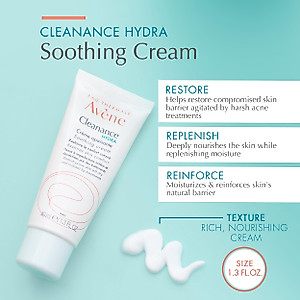 Eau Thermale Avène Cleanance HYDRA Soothing Cream, Rich Moisturizer, Adjunctive Care for Drying Acne Treatments, 1.3 oz.