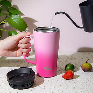 Konokyo Insulated Tumbler with Handle and Straw, 18 OZ Travel Coffee Mug Stainless Steel Cup Metal Water Bottle,Cherry