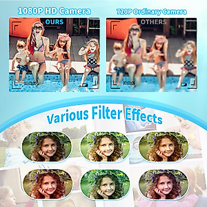 OZMI Kids Waterproof Selfie Camera for Girls, Christmas Birthday Gift for Girls 3 4 5 6 7 8 9 Years Old, Toddler Underwater Sports Camera HD Children Digital Camera 2 Inch Screen with 32GB Card, Pink