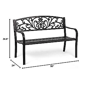 Garden Bench Outdoor Bench Patio Bench for Outdoors Metal Porch Clearance Work Entryway Steel Frame Furniture for Yard