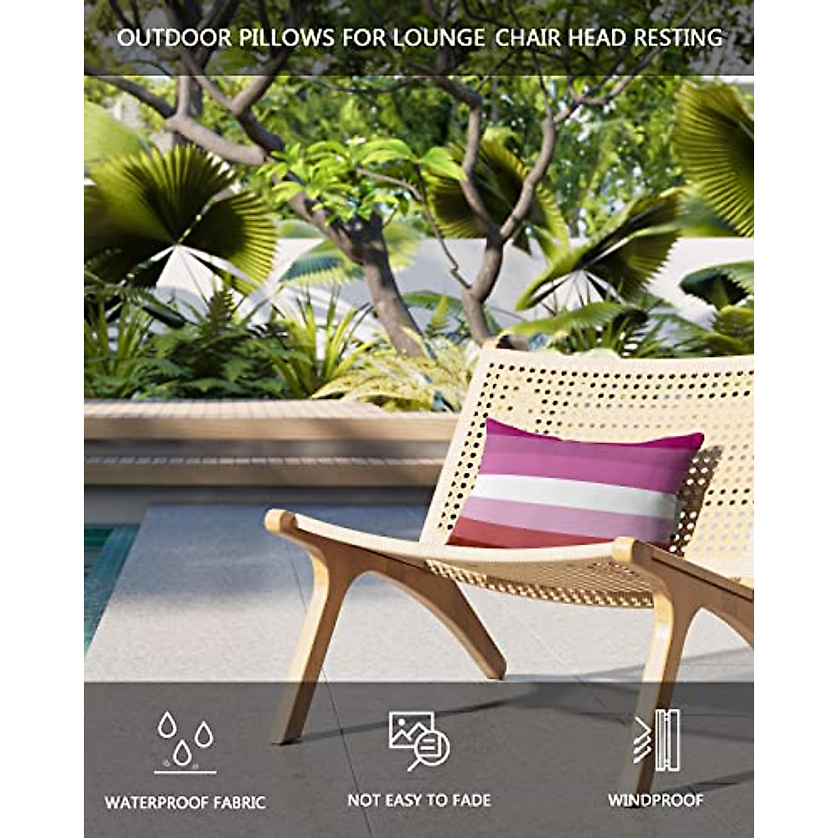 Recliner Head Pillow Ledge Loungers Chair Pillows with Insert Modern Sexuality Flag Asexual Purple and Brown Lumbar Pillow with Adjustable Strap Outdoor Waterproof Patio Pillows for Beach Pool, 2 PCS