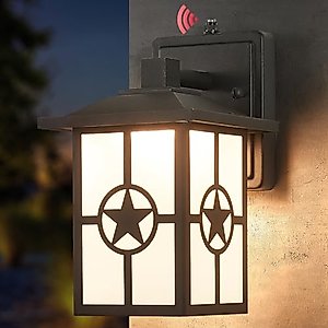 Yisuro Dusk to Dawn Porch Lights Outdoor, Bulb Included, Exterior Lighting Fixtures, Black Wall Sconce Waterproof, Star Outdoor Outside Lighting for Porch House Garage（1 Pack）