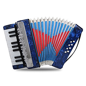 Kids Accordion Entry Level Piano Accordion 17 Key 8 Bass Beginner Accordion with Adjustable Shoulder Strap Piano Accordion Instruments for Childrens and Beginners