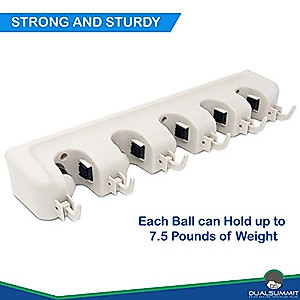 DualSummit 2 Pack Premium Multipurpose Wall Mounted Mop, Broom, Garden, Garage Organizer Storage Holder, 5 Position 6 Hooks, Mounting Kit Included