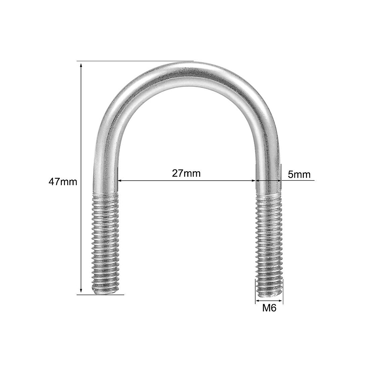 uxcell U-Bolts 5pcs 1.06"(27mm) Inner Width 47mm Length M6 304 Stainless Steel U-Bolt Fastener for 27mm Pipe Dia