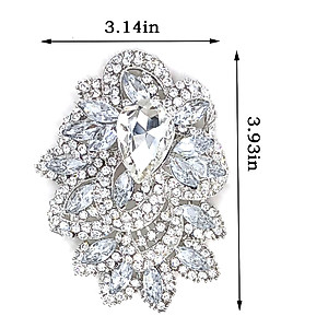 LAXPICOL Women's Vintage Blue Austrian Crystal Elegant Flower Teardrop Brooch Gold Tone (clear)