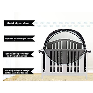 ZXPLO Safety Crib Tent to Keep Baby in Pop up Mosquito Net Netting Canopy Mesh Cover for Toddler - Black
