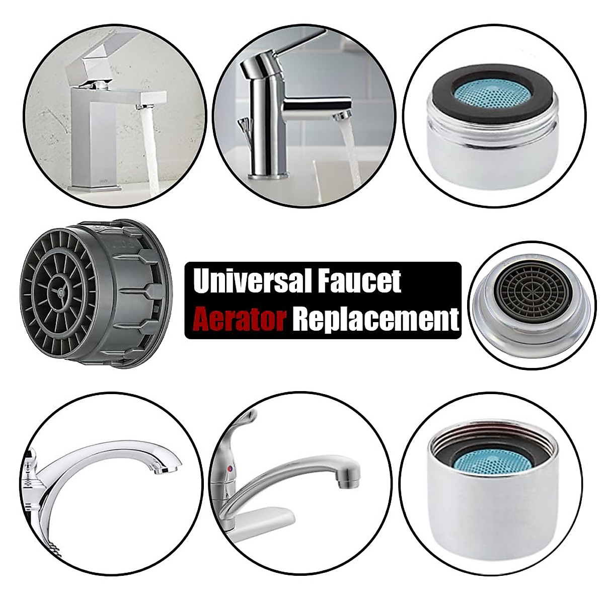 JQK Faucet Areator, 3.5 GPM Flow Retrictor Insert Faucet Aerators Replacement Parts Bathroom 5 Pack, FA35-P5