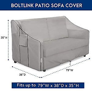 BOLTLINK Outdoor Patio Furniture Covers Waterproof,Durable 3-Seater Sofa Cover Fits up to 79W x 38D x 35H inches