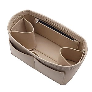 LEXSION Felt Purse Organizer Insert Bag In Bag with Two Removeable Holder 8020 Beige M