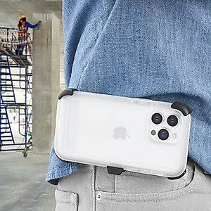 Pelican Voyager Series - iPhone 13 Pro Case - 18ft Military Grade Drop Protection, Compatible with Wireless Charging - With Belt Clip Holster - Heavy Duty, Rugged, Anti Yellowing - Clear