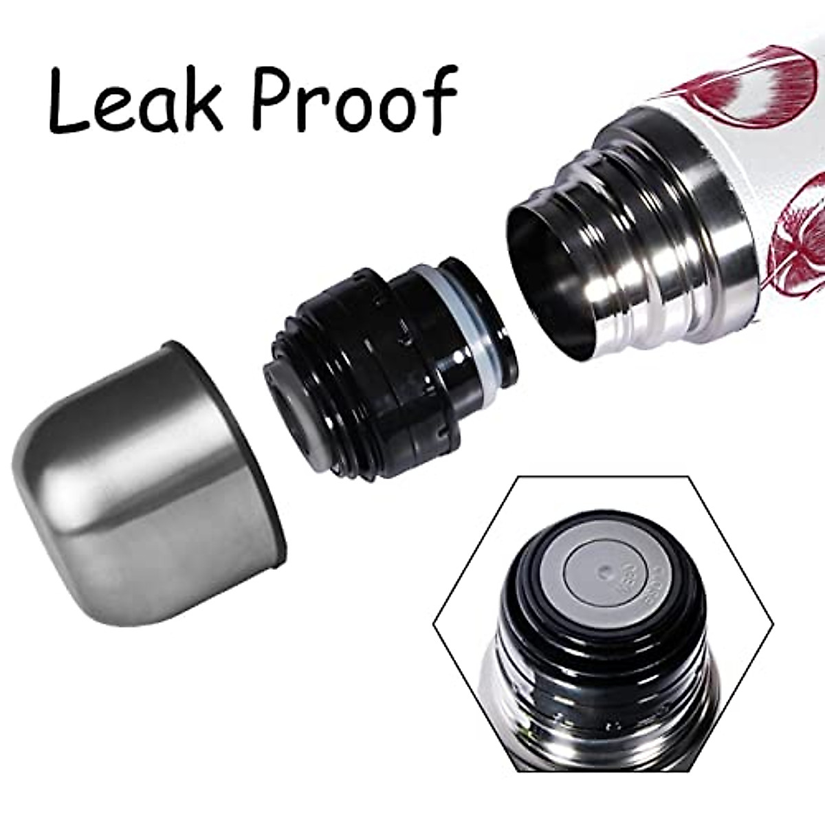 Stainless Steel Leather Vacuum Insulated Mug Cherries Thermos Water Bottle for Hot and Cold Drinks Kids Adults 16 Oz