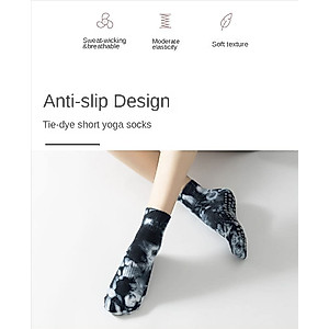 EGEN Dye Tie Yoga Socks for Women Man Novelty Print Non Skid Socks Non Slip Grip for Pilates Barre Ballet Sport (Black)