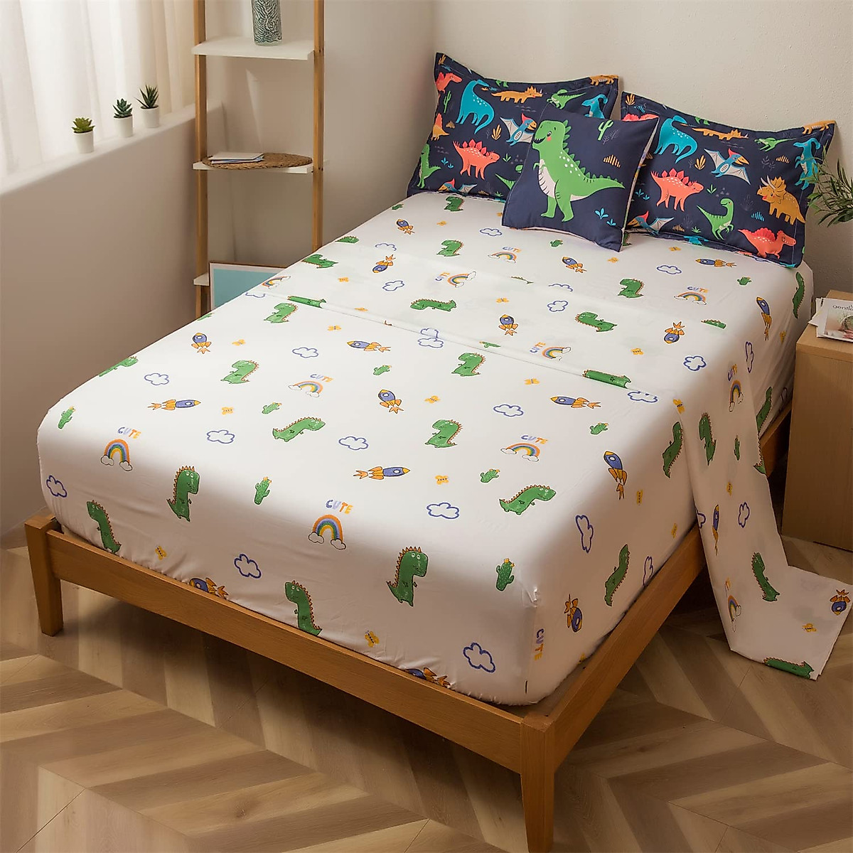 lishjekee Dinosaur Comforter Set Twin for Boys 6Pieces Dinosaur Bed in A Bag for Kids Jungle Dino Bedding Set Navy Blue T-Rex Dinosaur Comforter and Sheets Set Dino Bed Sets Home Decor