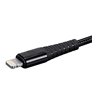 Monoprice Apple MFI Certified Lightning to USB Type A Charge & Sync Cable - Nylon-Braid, Durable, Kevlar-Reinforced, 1.5 Feet, Black - AtlasFlex Series