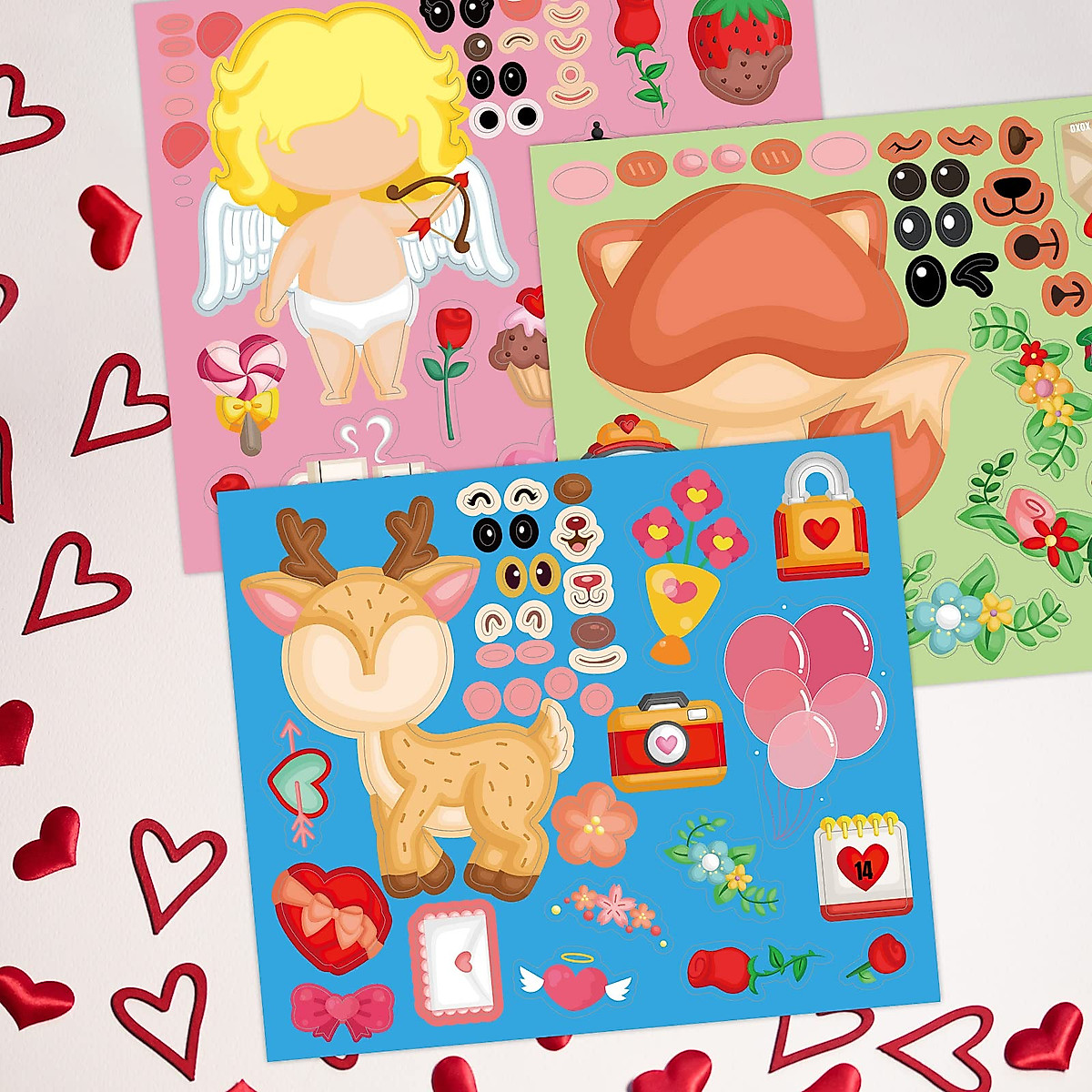 48 Sheets Valentines Stickers for Kids Make Your Own Valentines Sticker Sheets Home Classroom Party Favor Art Craft School Rewards