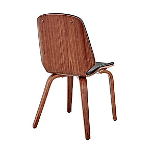 Armen Living Brinley Faux Leather Wood Dining Room Accent Chair, Black/Walnut