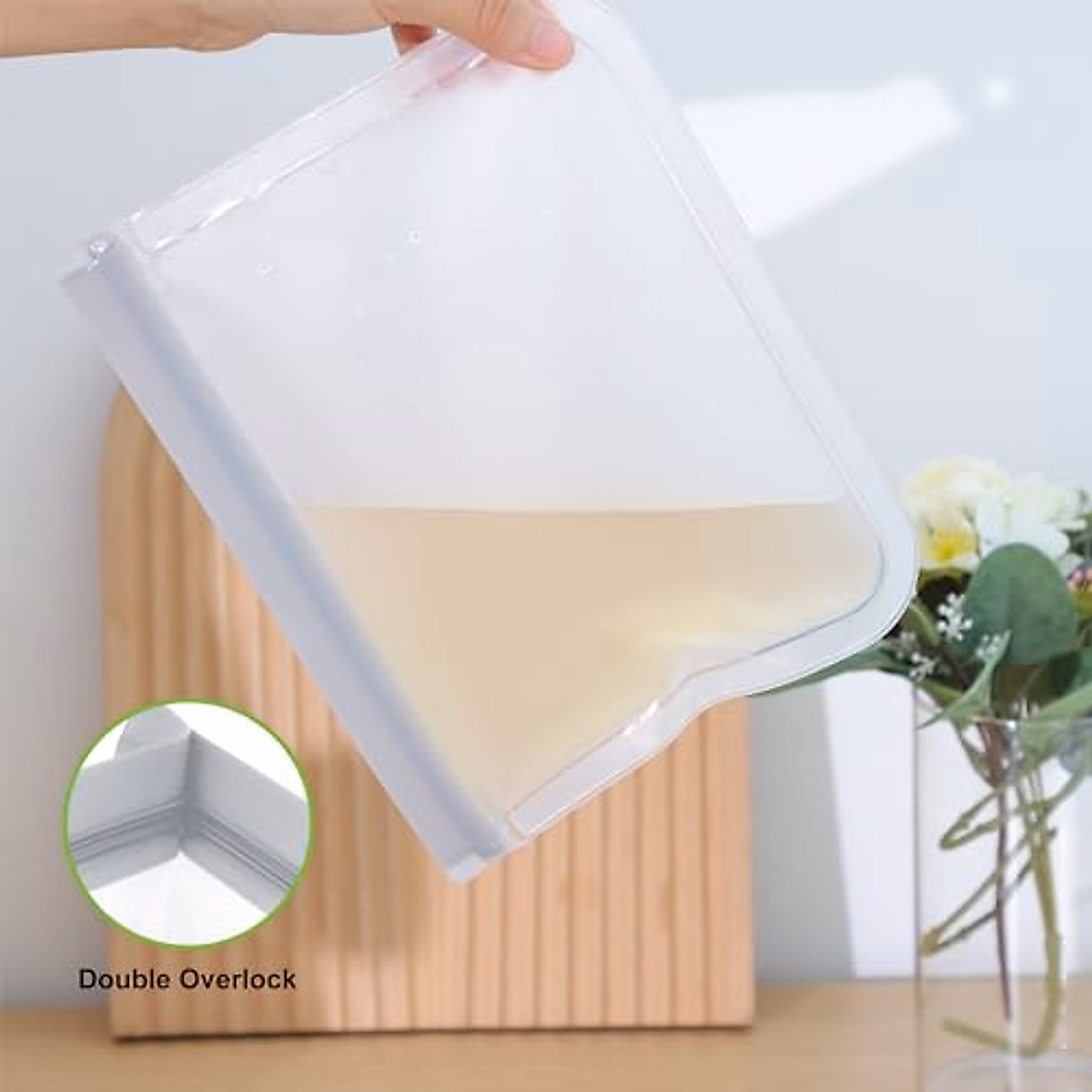 Moretoes 12 Pack Reusable Ziplock Bags, Freezer Bags Leakproof Sandwich Size Food Storage Bags Washable for Marinate, Snakes, Travel, Kitchen Organization (Grey)