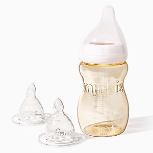 Minbie 3 Month+ Breastfeeding Baby Bottle, BPA-Free Kit