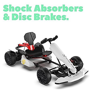 HYPER GOGO Drift GoKart Kit-Hoverboard Attachment,Outdoor Race Pedal Go Cart Car for Kids and Adults (White)