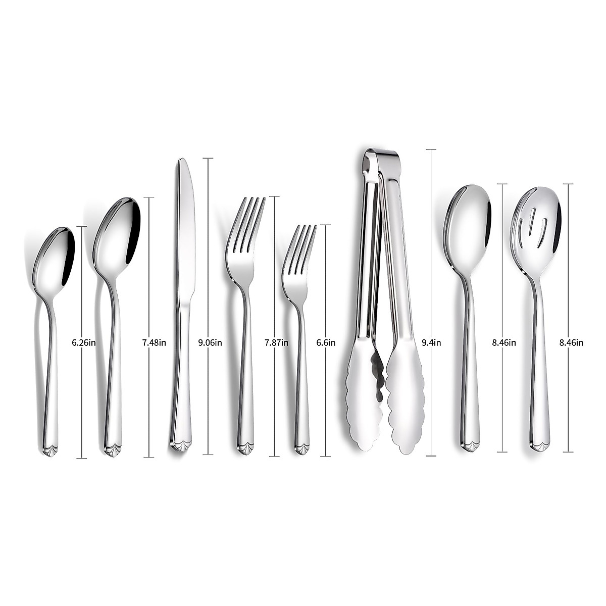 Silverware Set for 4, Prendcyx 23 Piece Stainless Steel Flatware Utensils Cutlery Set Including Knife Fork and Spoon, Dishwasher Safe, Mirror Polish