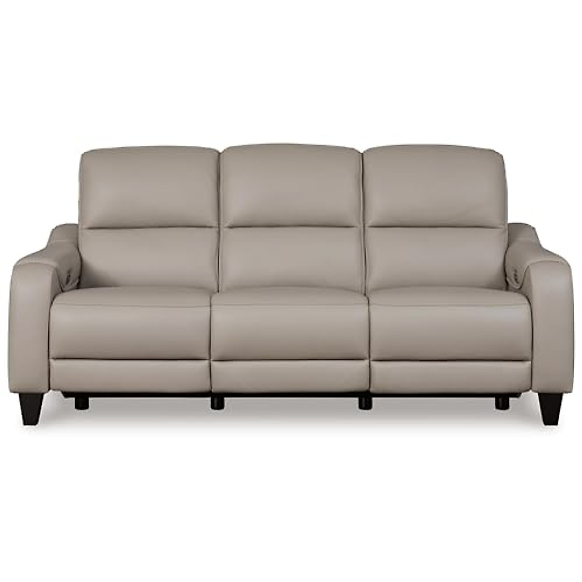Signature Design by Ashley Mercomatic Casual Leather Match Wall Hugger Power Reclining Sofa with Adjustable Headrest and USB Ports, Light Gray