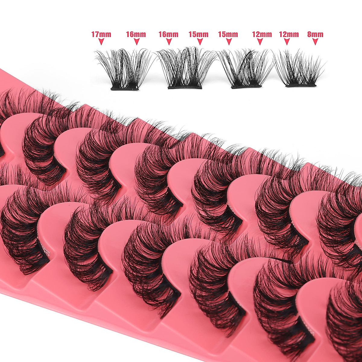 Cluster Lashes Natural Look Wispy Cat Eye Lashes Extensions Fluffy False Eyelashes Individual Lashes Strips DIY Lashes Pack Natural Lashes Clusters 8 Pairs by Newcally