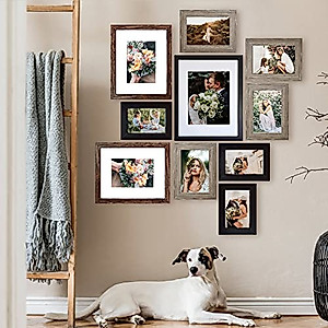 SESEAT Picture Frames Collage, Gallery Wall Frame Set with 11x14 8x10 5x7 4x6 Frames in 3 Different Finishes, Set of 10