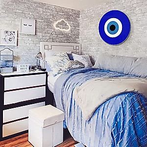 4ArtWorks Blue Evil Eye Wall Decor Hanging Ornament | 12" Diameter | Good Luck Charm | Wall Decor Amulet | Turkish Nazar Bead Decoration | Home Protection and Blessing