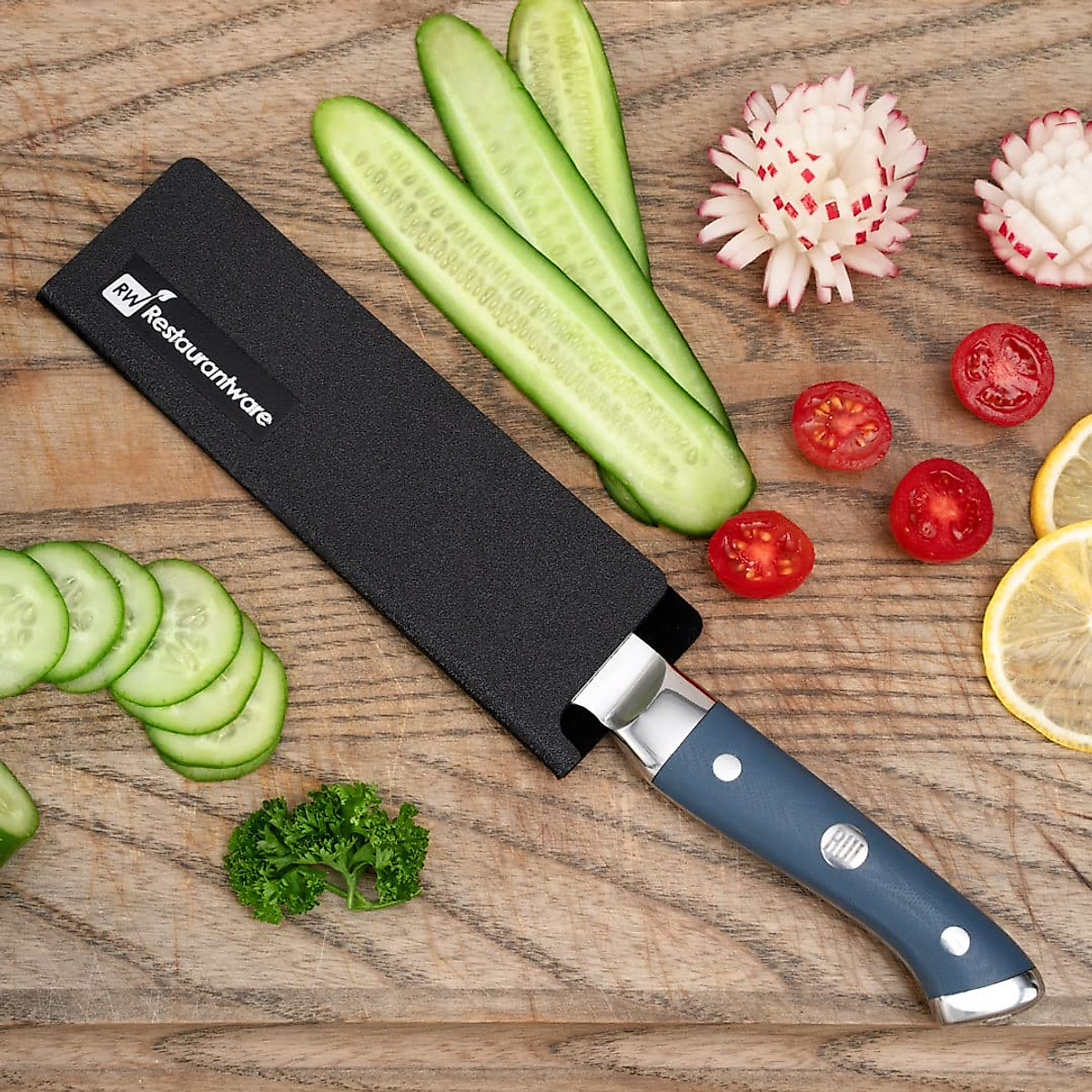 Sensei 6.5 x 2 Inch Knife Sleeve, 1 BPA-Free Knife Protector - Fits Utility Knife, Felt Lining, Black Plastic Knife Blade Guard, Durable, Cut-Proof - Restaurantware