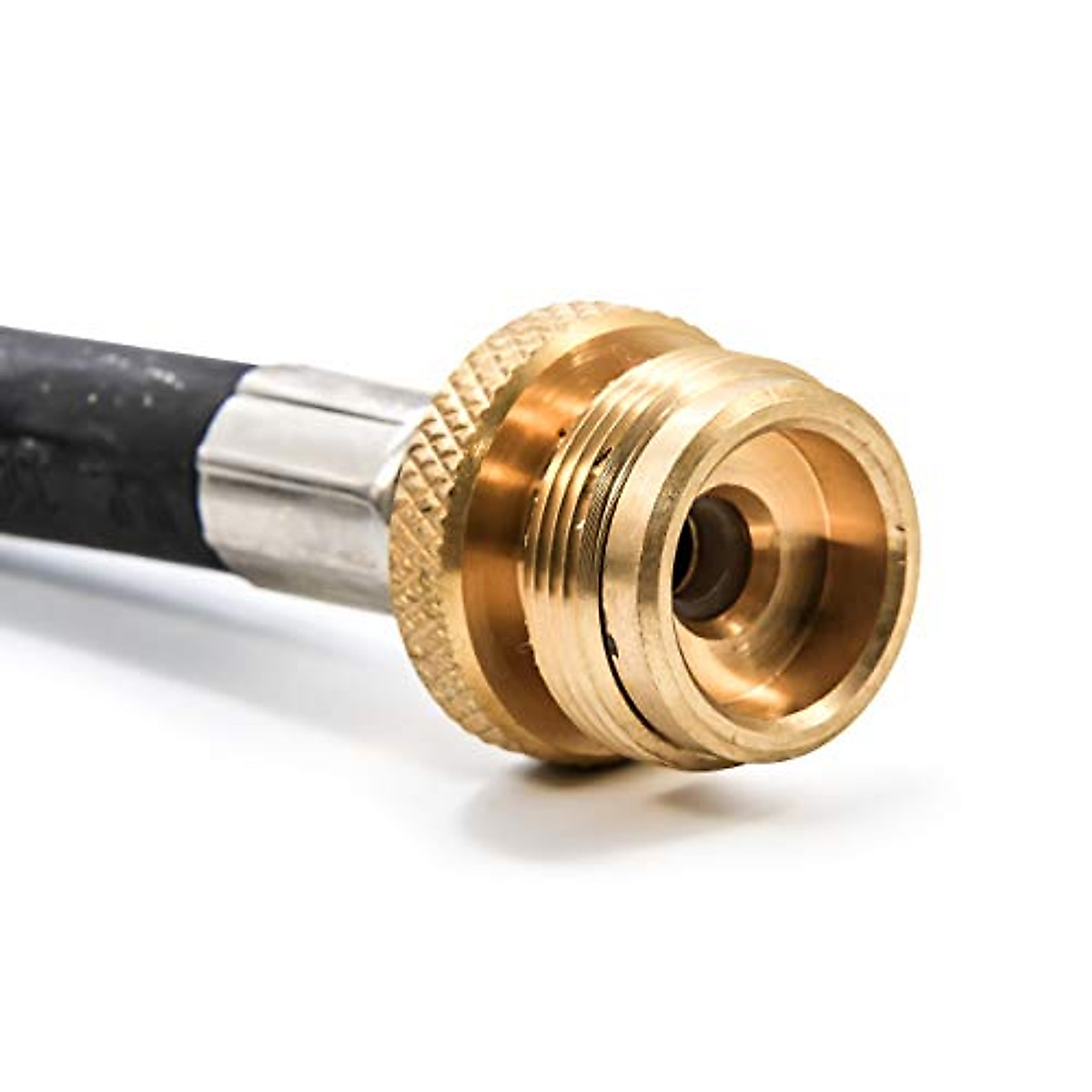 Camco Propane Brass 4 Port Tee- Comes with 5ft and 12ft Hoses, Allows for Connection Between Auxiliary Propane Cylinder and Propane Appliances (59123) , Black