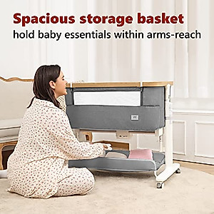 VaVaSoo Rocking Bassinet for Baby Electric Bassinet Bedside Sleeper 2 Rocking Motion Baby Crib Co Sleeper for Newborn Baby 10 Height Adjustable,Light Grey