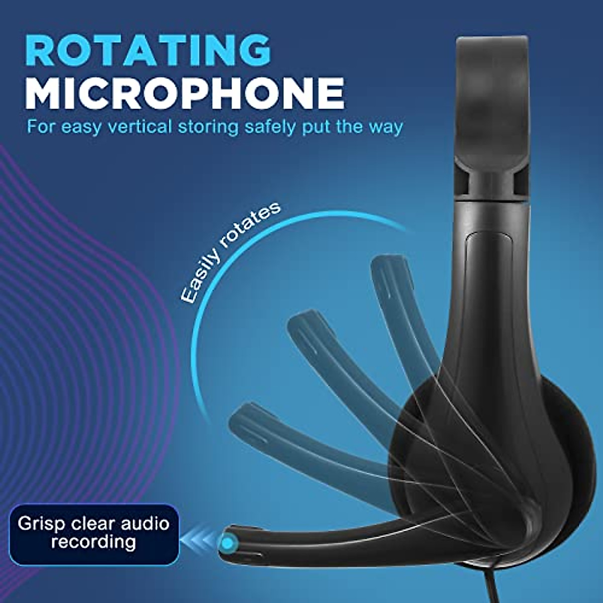 20 Pcs Classroom Headphone with Microphone Bulk On-ear Mic over Ear Headsets Kids Earphones Classroom Students Lightweight Children Class Headphones for School Office, Meetings, Chat, Black