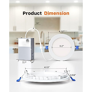 Ensenior 16 Pack 4 Inch LED Recessed Ceiling Light, Dimmable, 2700K-5000K 5CCT, 750LM 9W 120V, High Brightness Canless Wafer Downlight - ETL&FCC&IC