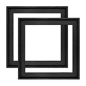 FOLKOR 12x12 Frame for Canvas Painting 0.6-0.8” Deep, 2 Pack Square Floater Frame for Canvas Prints, Floating frame for Wall Art Oil Painting Paint by Numbers Living Room Decor (Black)
