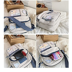 Wfeynia Kawaii Small Crossbody Bag Cute Purse Bags for Teen Girls Mini Shoulder Bag with Pins Pendant Y2k Aesthetic Backpack (Pink, One Size)