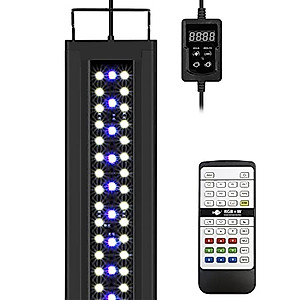 NICREW RGB+W 24/7 LED Aquarium Light with Remote Controller, Full Spectrum Fish Tank Light for Planted Freshwater Tanks, Planted Aquarium Light with Extendable Brackets to 18-24 Inches, 17 Watts