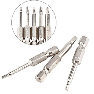 Fixinus 5 Pieces Magnetic Triangle Screwdriver Bits Set, 1/4 Inch Hex 1.8/2.0/2.3/2.7/3.0 Triangle Screwdriver Bits S2 Steel Triangle Drill, 50 mm Length