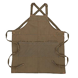 Chef Works Unisex Uptown Cross-Back Bib Apron, Blue Taupe, One Size
